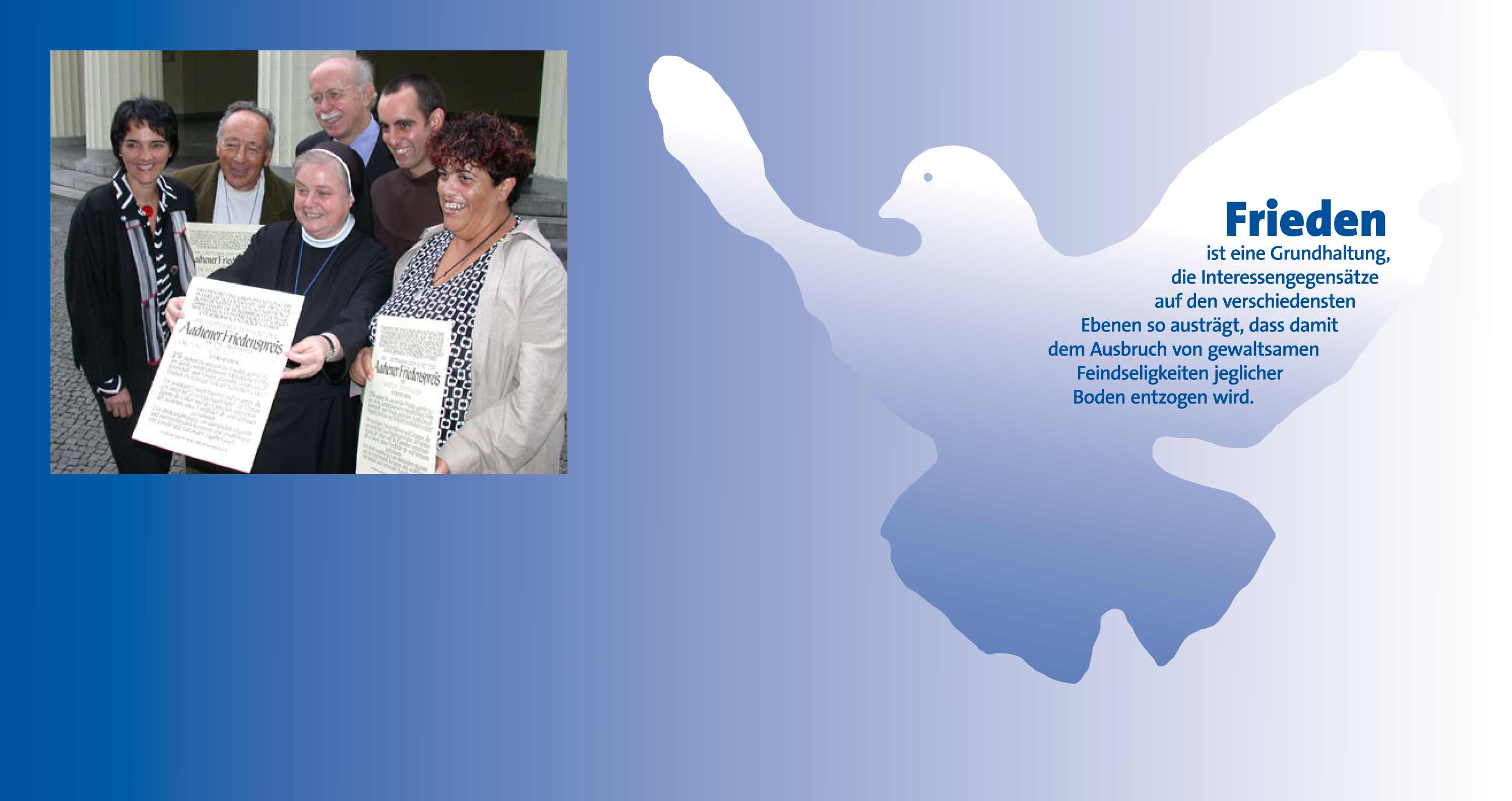 Initiative „Ordensleute für den Frieden“ - Aachener Friedenspreis